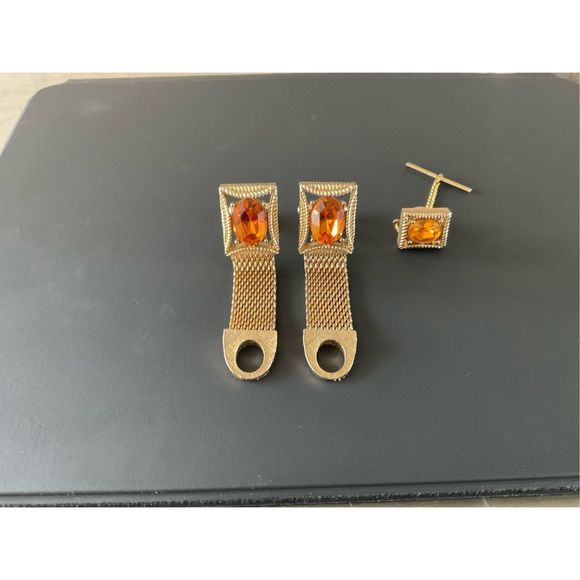 SWANK | Accessories | Swank Cuff Links And Tie Pin Topaz Color | Poshmark